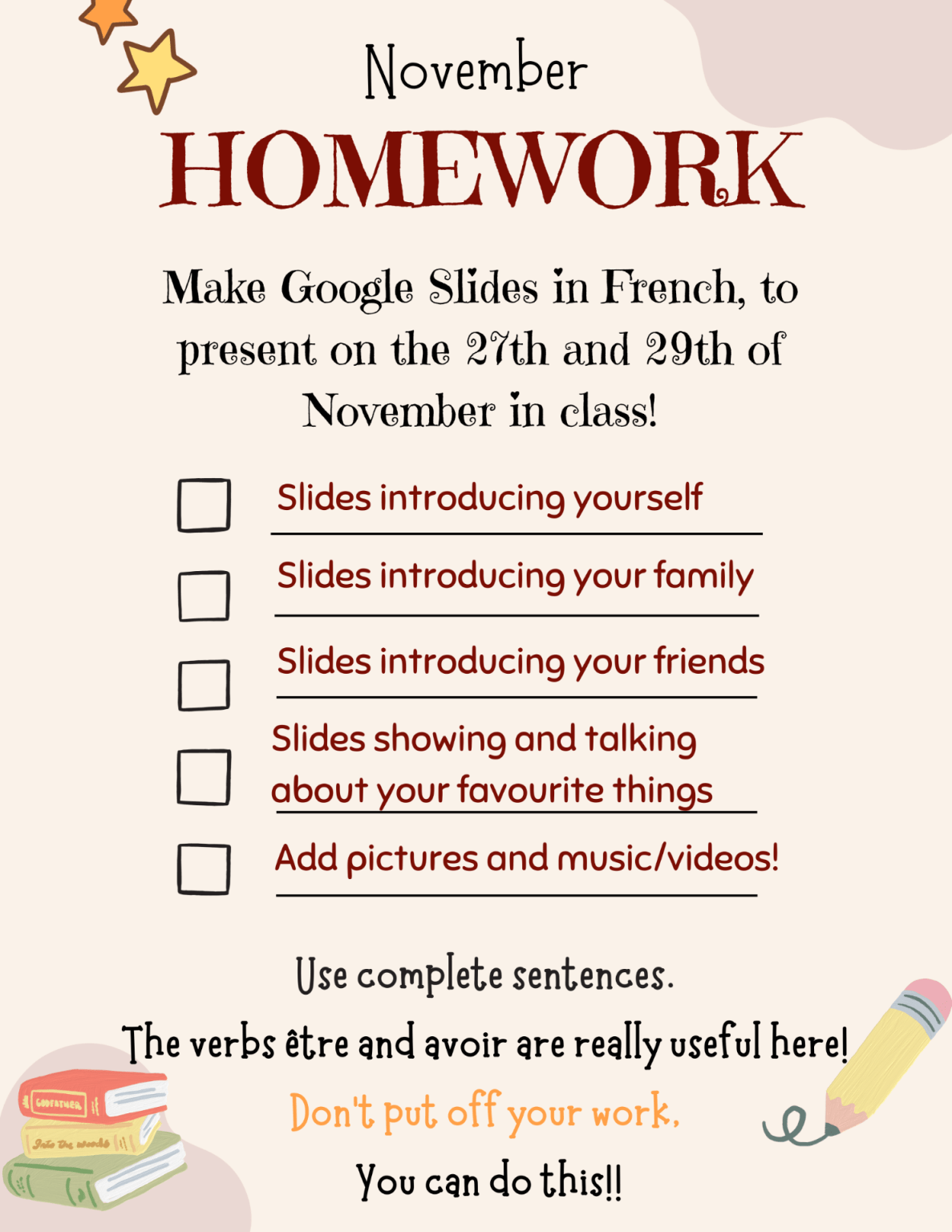 Core 5 – November Homework | OJCS Grade 5 / Kitah Hay